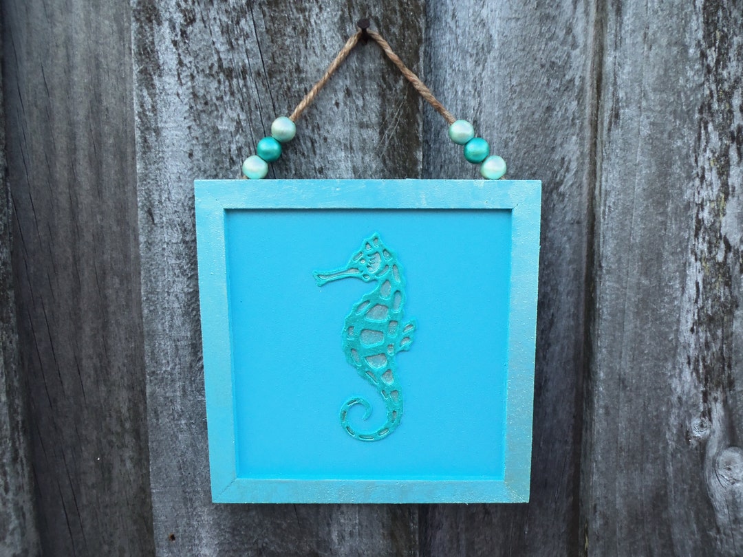 Seahorse Sign, Hanging Sign, Beach Decor, Seahorse, Seahorse Wall Decor ...