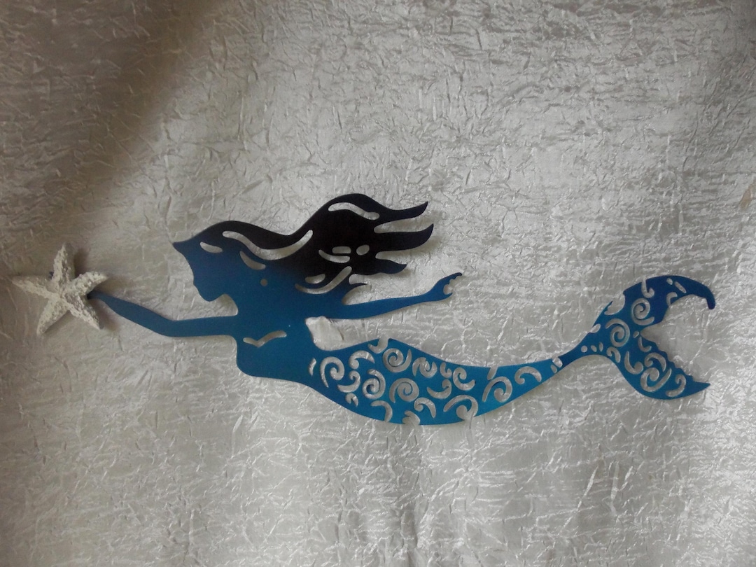 Mermaid, Metal Mermaid Wall Decor, Mermaid Metal, Mermaid With Starfish ...