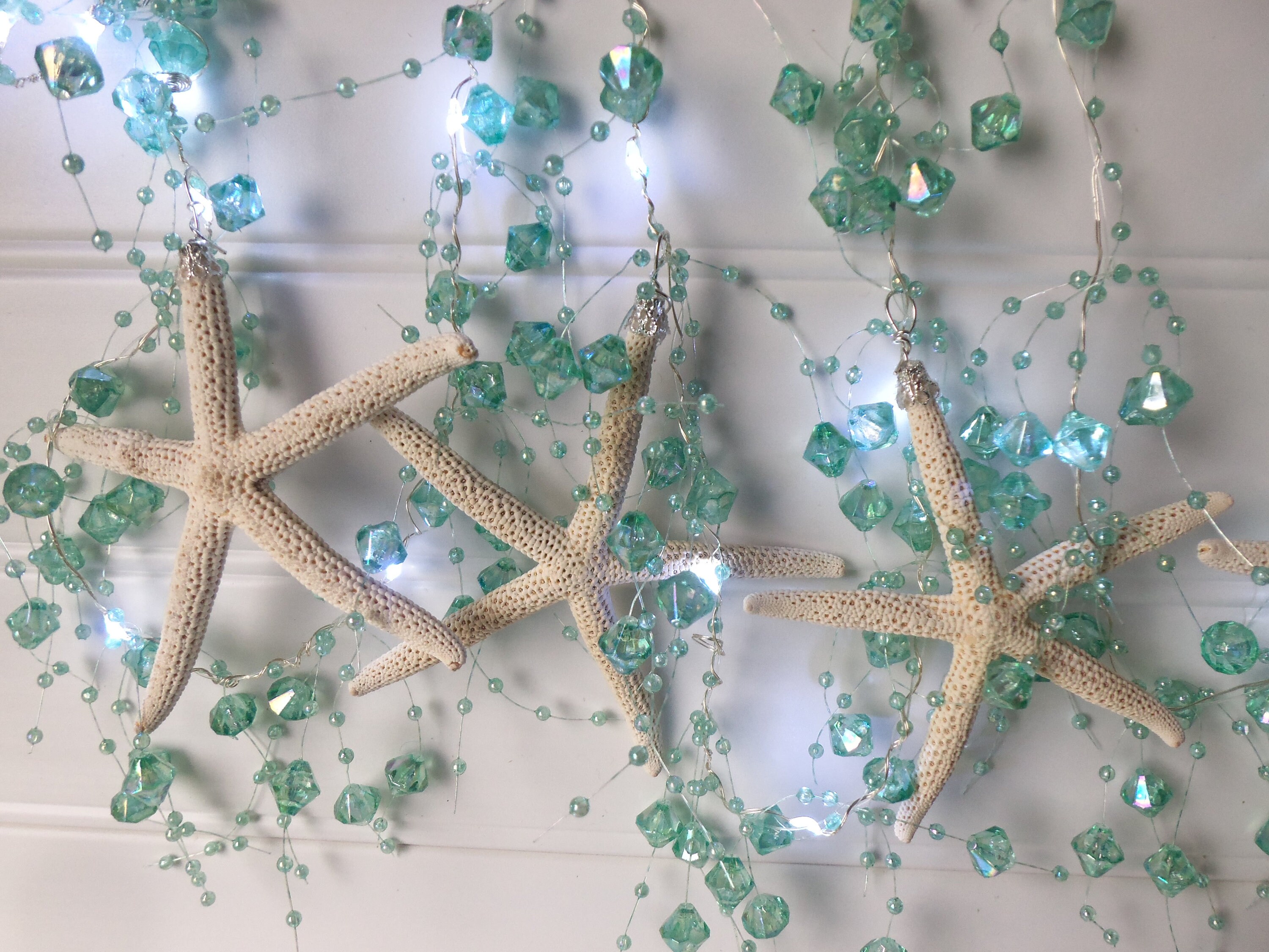 Starfish Beaded Garland Lighted Nautical Garland Lighted | Etsy