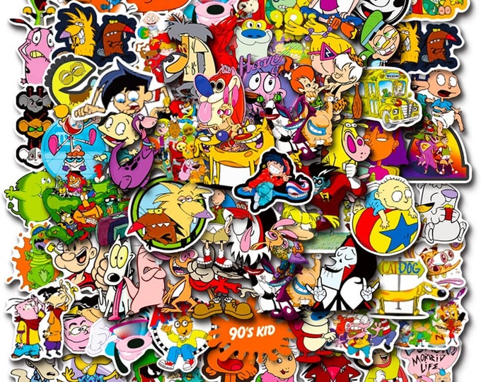 15 Cartoon Sticker Pack, 90's Cartoon Stickers, Journal, Laptop, Vinyl ...
