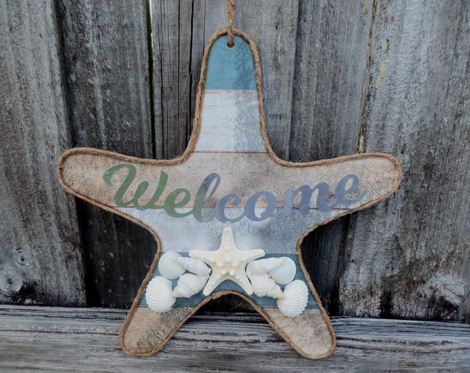 Starfish Sign, Wall Decor, Hanging Sign, Beach Decor, Coastal Decor ...