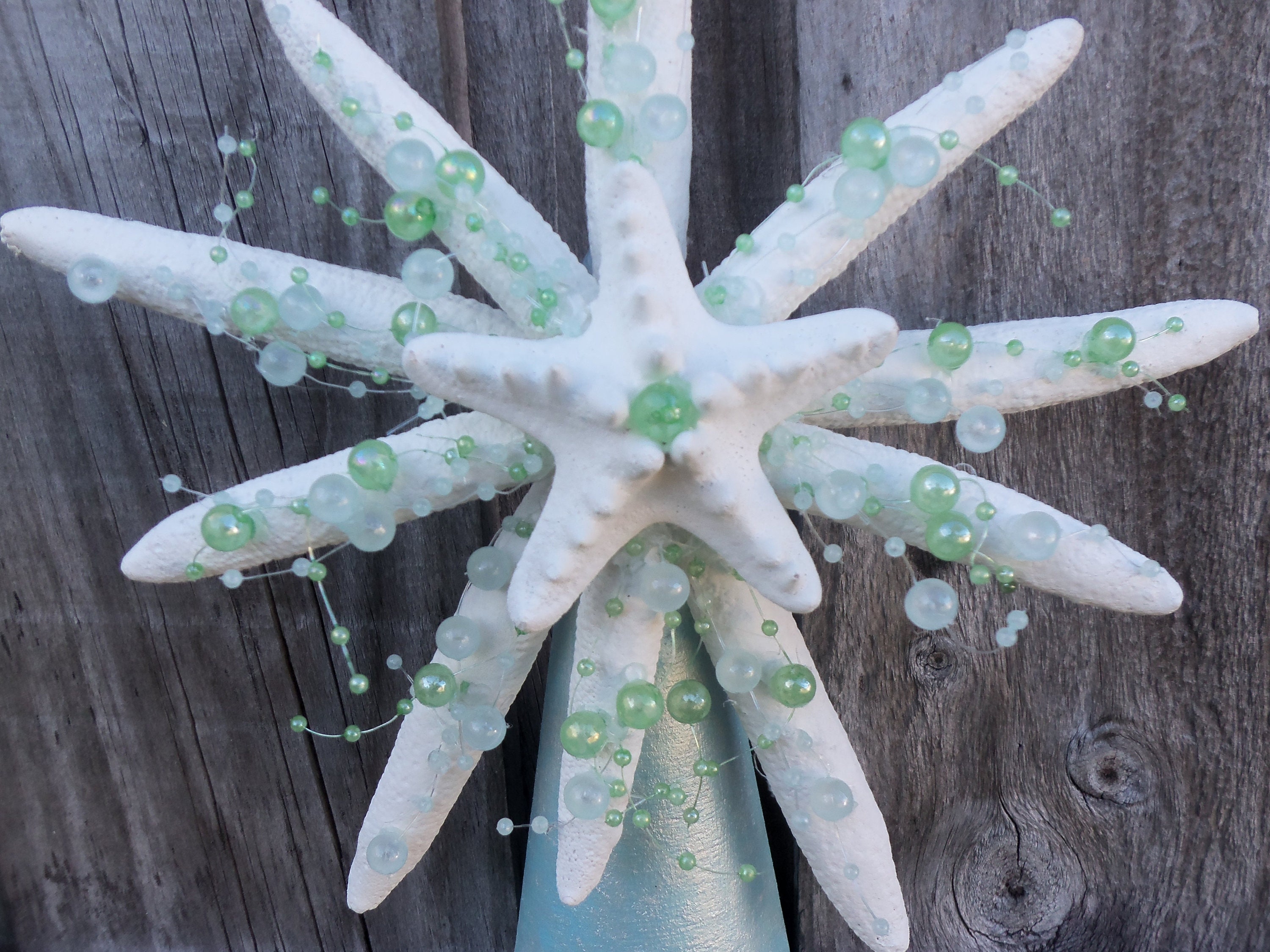 Starfish Tree Topper Baby Blue & Sea Green Sprays Coastal | Etsy