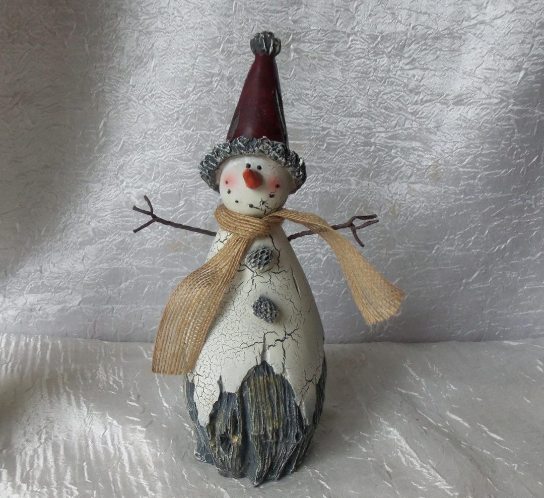 Snowman, Resin Snowman With Scarf, Snowman Christmas, Twig Arms Snowman ...