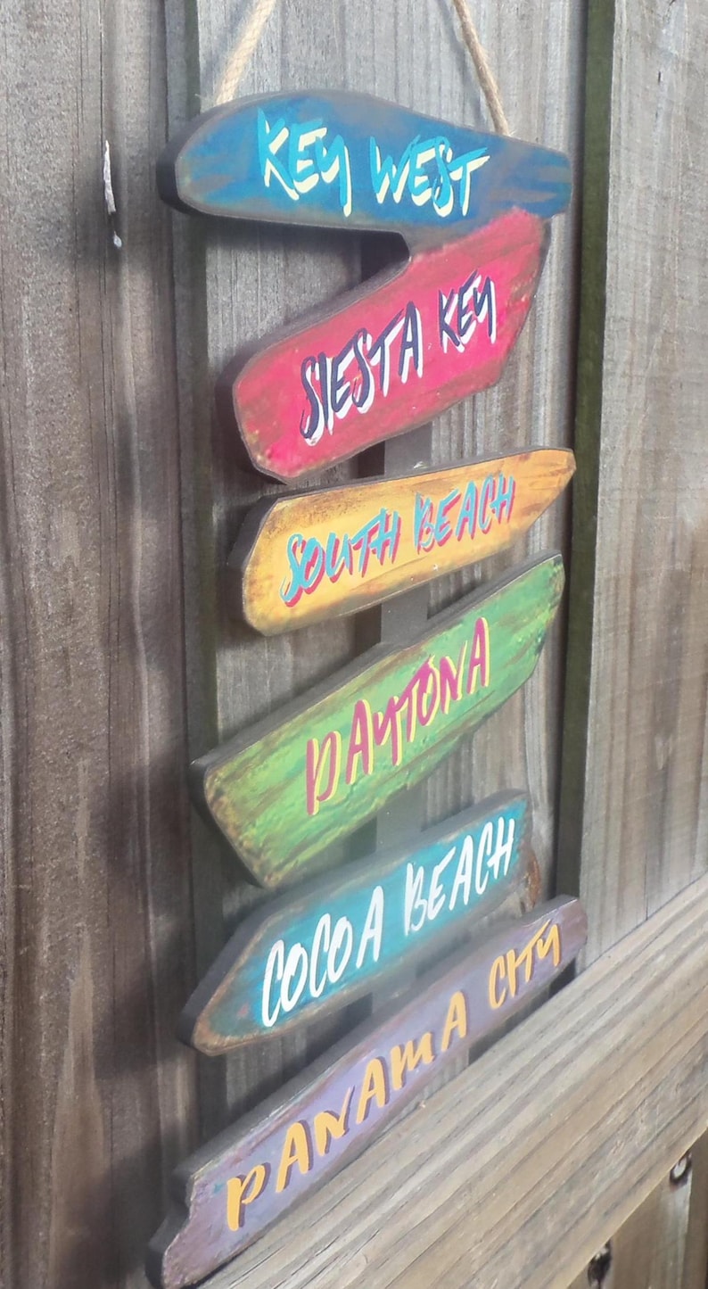 Florida Sign, Beach Sign, Directional Sign, Arrow Sign, Town Sign, City ...