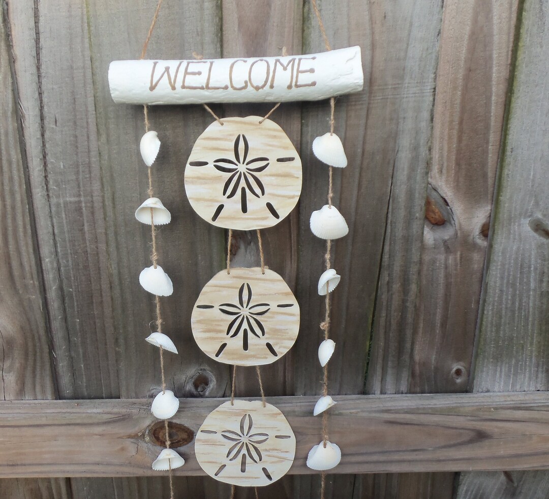 Driftwood Welcome Sign, Sand Dollar Sign, Welcome Sign, Coastal Decor ...