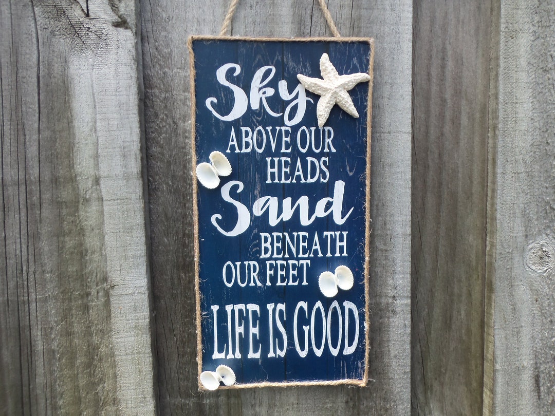 Beach Sign, Wood, Starfish, Hanging Sign, Beach Decor, Wall Sign ...