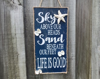 Beach Sign Starfish Hanging Sign Beach Decor Wall Sign | Etsy