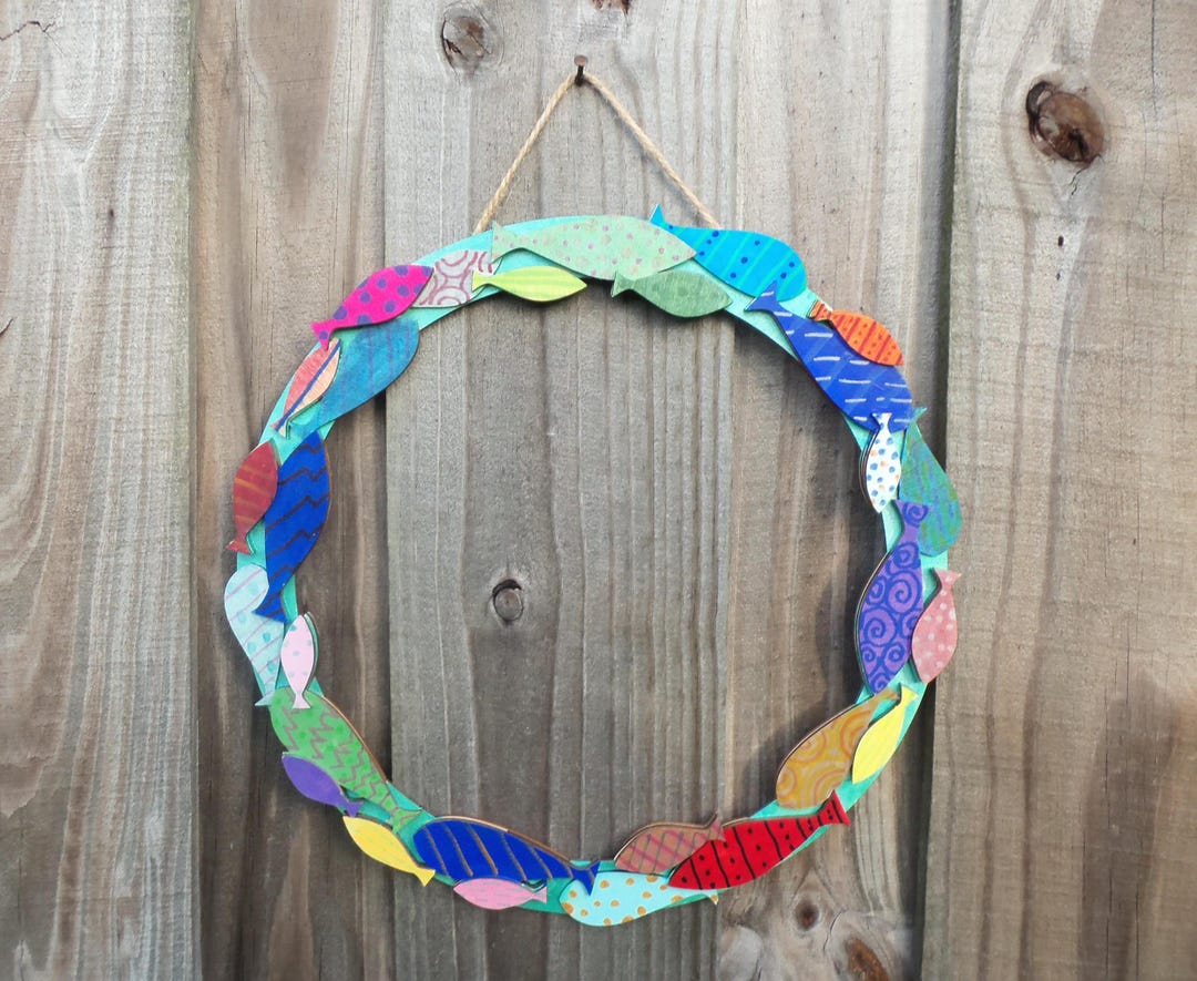 Fish Wreath, School of Fish Wall Decor, Fish Wall Decor, Whimsical Fish ...