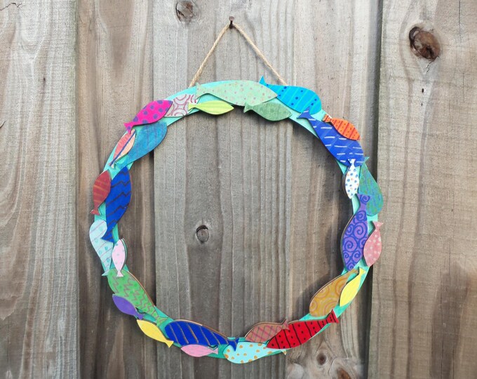 Fish Wreath, School of Fish Wall Decor, Fish Wall Decor, Whimsical Fish ...