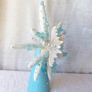 Starfish Tree Topper, Blue Crystal Beads, Coastal Decor, Nautical ...