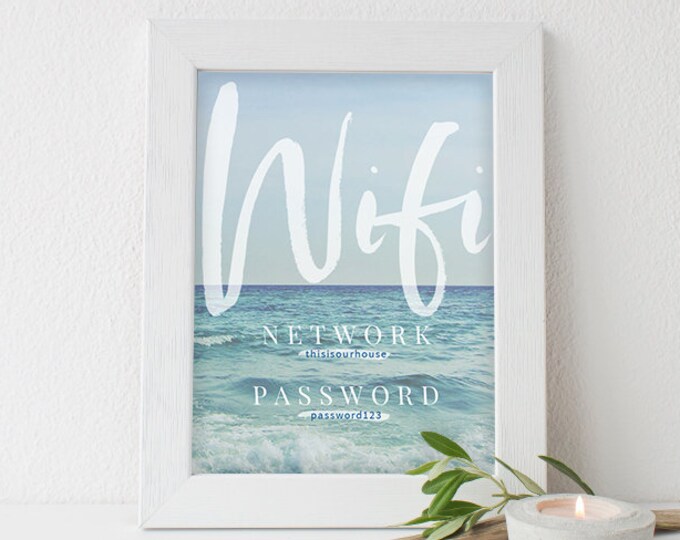 Beach Decor Sign Wifi Sign Template Bach Wifi Wedding Sign | Etsy