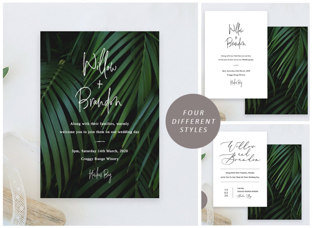Palm Tree Wedding Invitation, Tropical Wedding Invitation, Tropical ...
