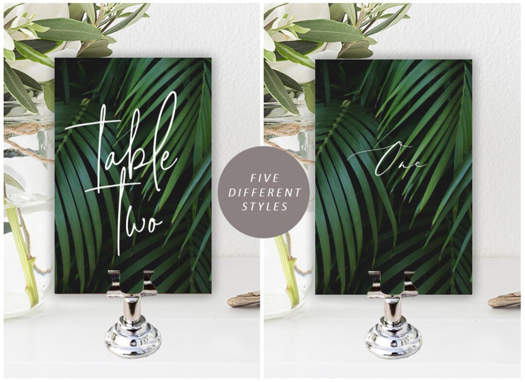 Tropical Table Numbers, Printable Table Numbers, Wedding Table Numbers ...