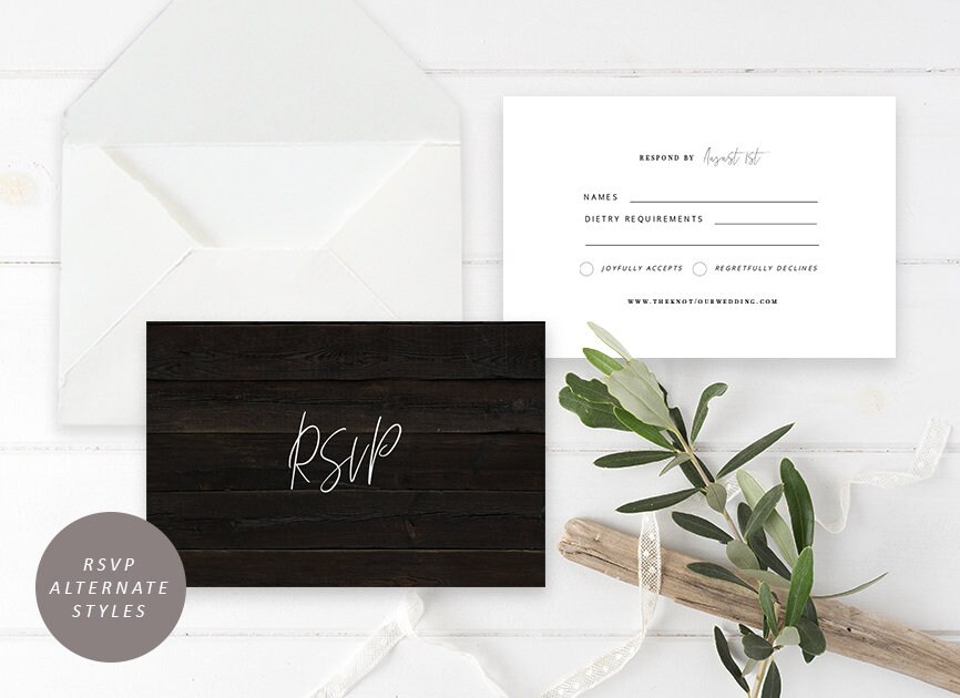 Black Rustic Wedding Invitation Template, Black Rustic Wedding ...