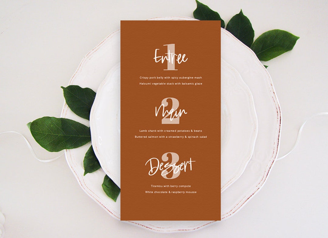 Burnt Orange Wedding Menu Template, Printable Wedding Menu Template - Etsy