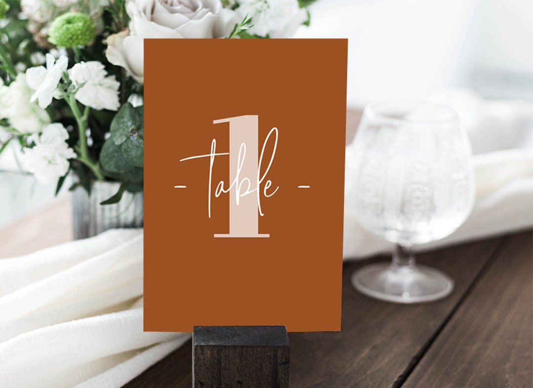 Burnt Orange Table Numbers, Fall Wedding Table Number Template, Autumn ...