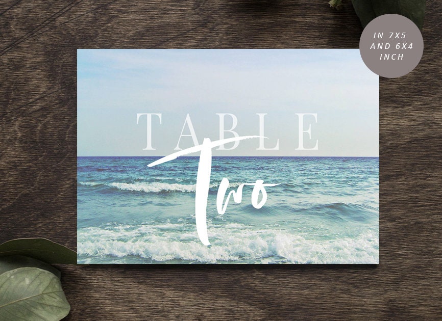 Beach Table Numbers, Printable Wedding Table Numbers, Table Number ...