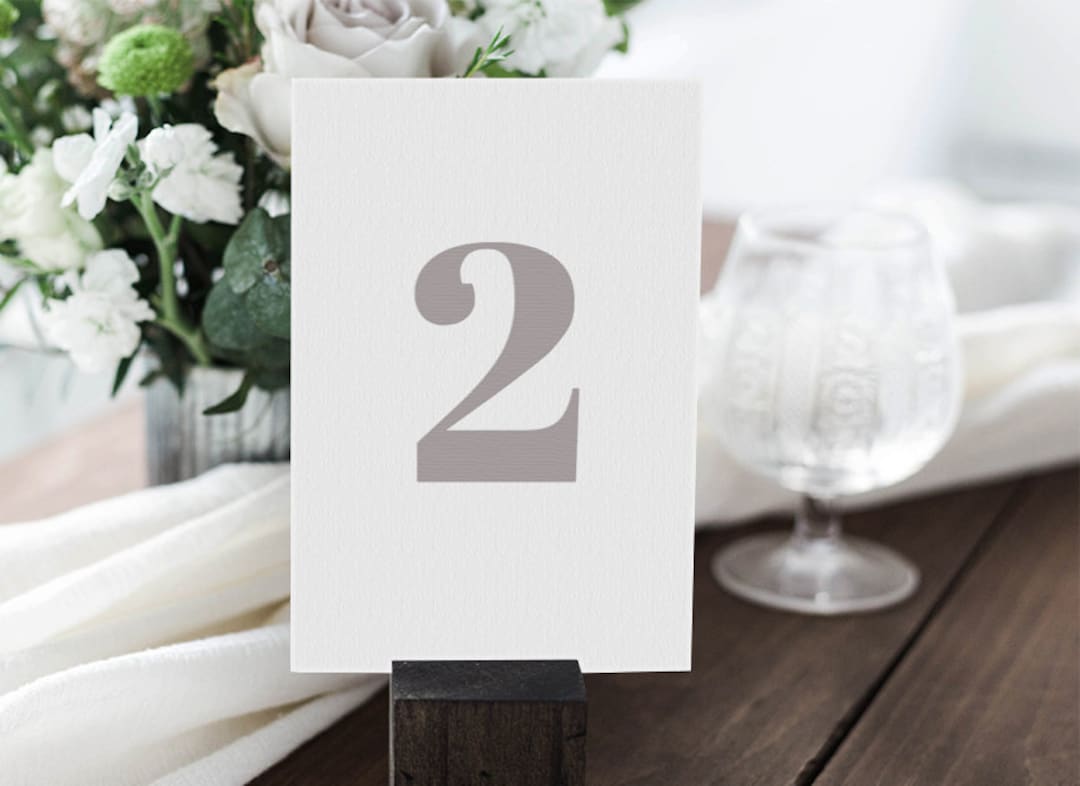 Modern Grey Table Numbers, Printable Table Numbers, Wedding Table ...