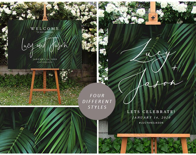 Tropical Welcome Sign, Welcome Sign Template, Printable Wedding Sign ...