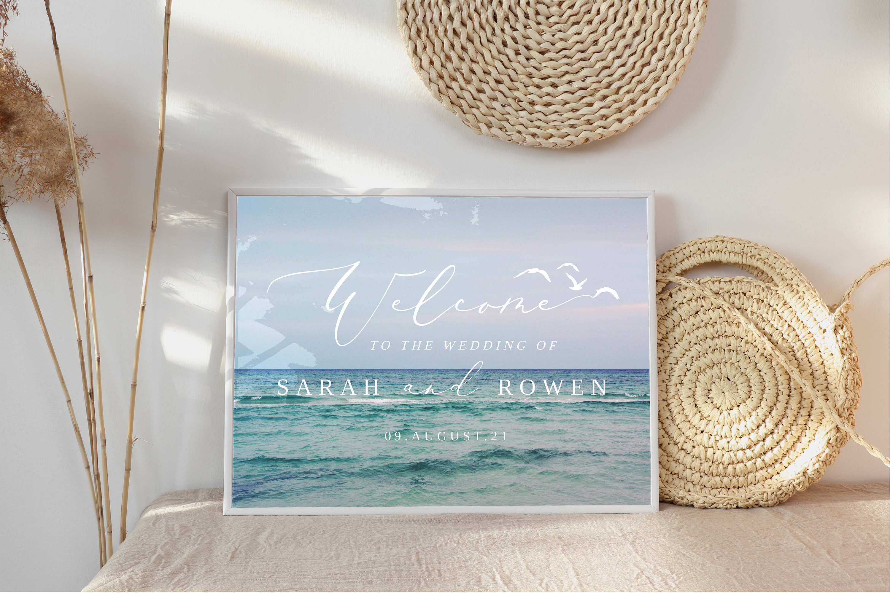 Beach Wedding Welcome Sign, Welcome Sign Template, Printable Wedding ...