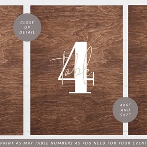 Wood Table Numbers Template, Printable Table Numbers, Modern Rustic ...