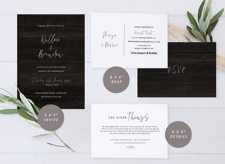 Black Rustic Wedding Invitation Template, Black Rustic Wedding ...