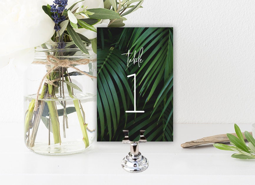 Tropical Table Numbers, Printable Table Numbers, Wedding Table Numbers ...
