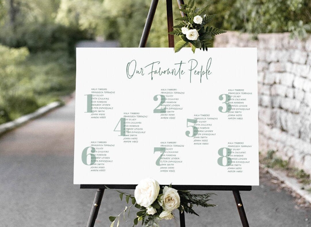 Modern Sage Seating Plan, Wedding Seating Chart Template, Printable ...