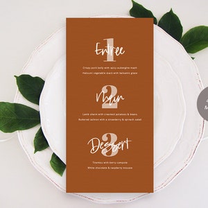 Burnt Orange Wedding Menu Template, Printable Wedding Menu Template - Etsy