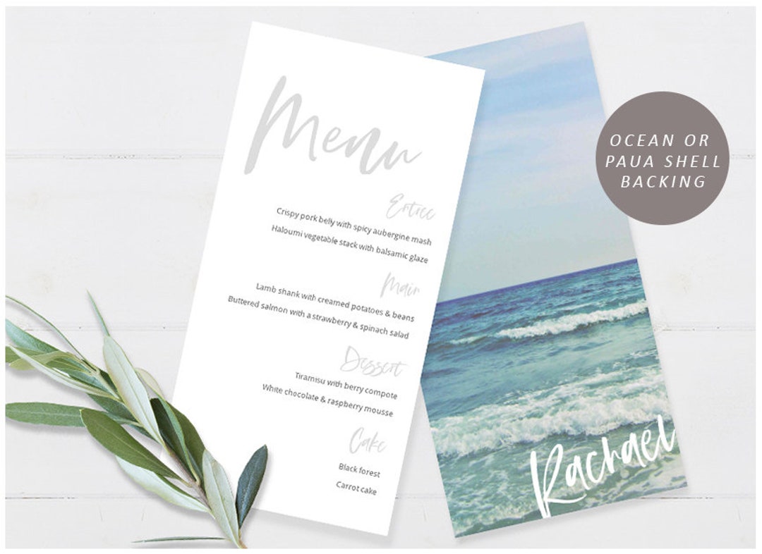 Beach Wedding Menus, Wedding Menu Template, Printable Beach Wedding ...
