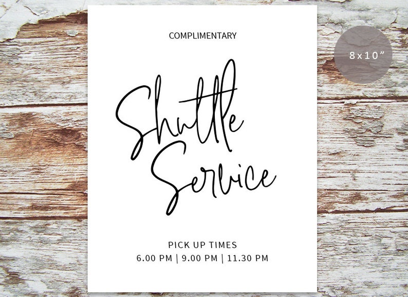 Wedding Sign, Shuttle Sign Template, Transport Sign, Shuttle Wedding ...