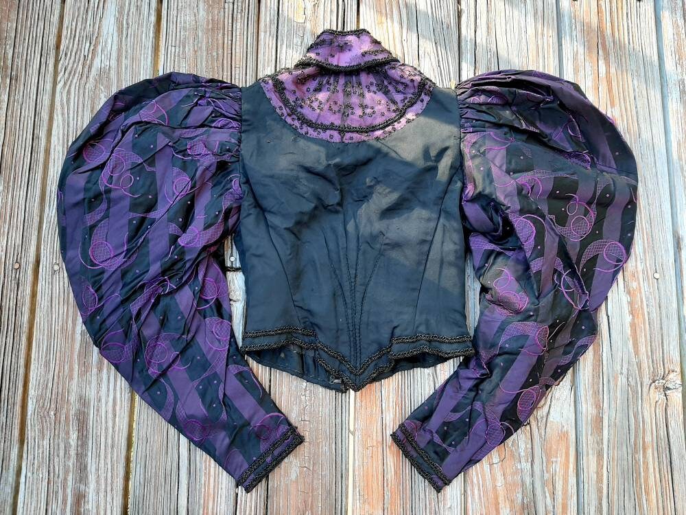 Antique Victorian 1890's Huge Mutton Sleeve Purple Silk | Etsy
