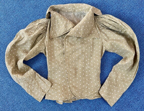 Antique Victorian 1890s Sage Green Calico Jacket Blou… - Gem