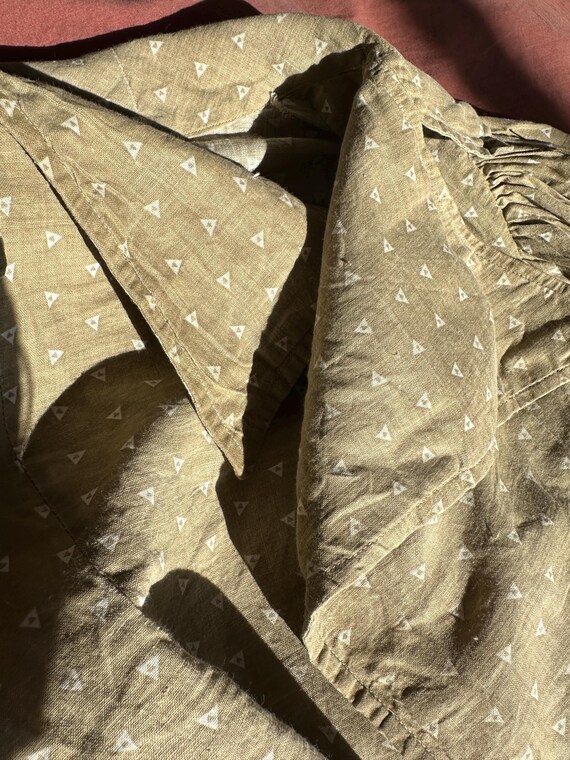 Antique Victorian 1890s Sage Green Calico Jacket Blou… - Gem