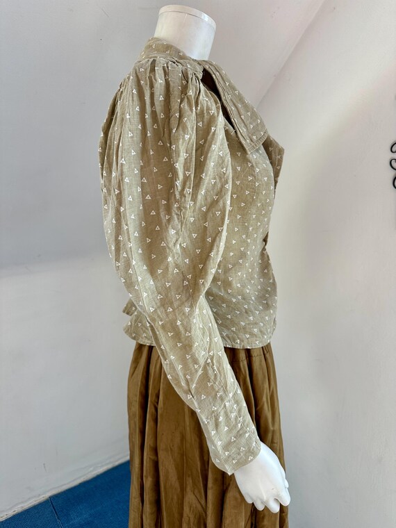 Antique Victorian 1890s Sage Green Calico Jacket Blou… - Gem