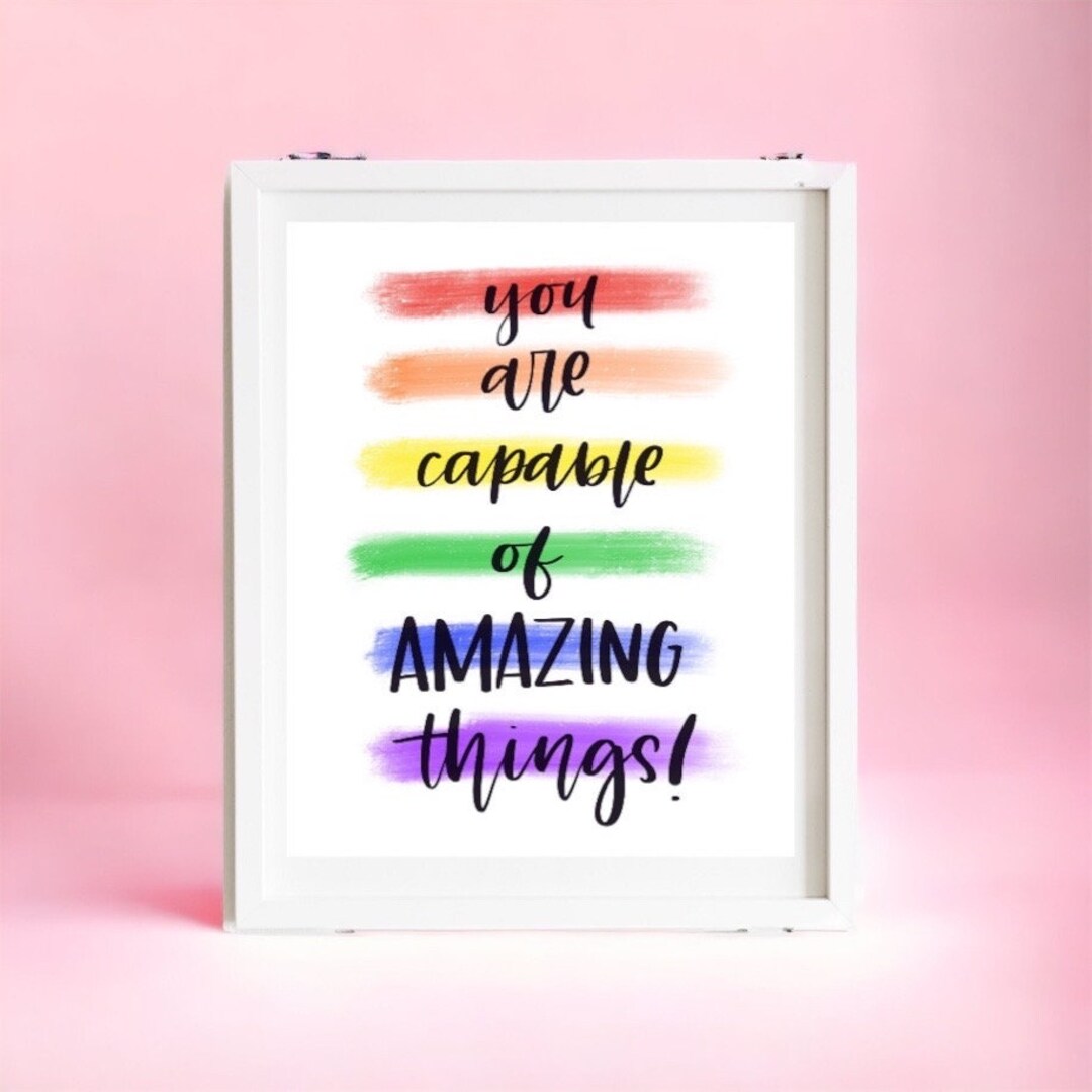 You Are Capable of Amazing Things Inspirational Wall Art for Girls ...