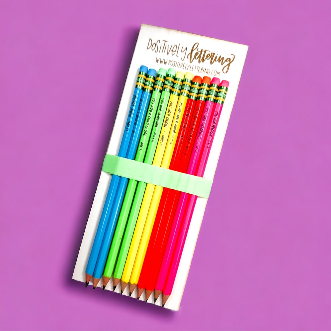 Biblical Affirmation Positive Pencils Set of 10, You Are Special, Neon ...