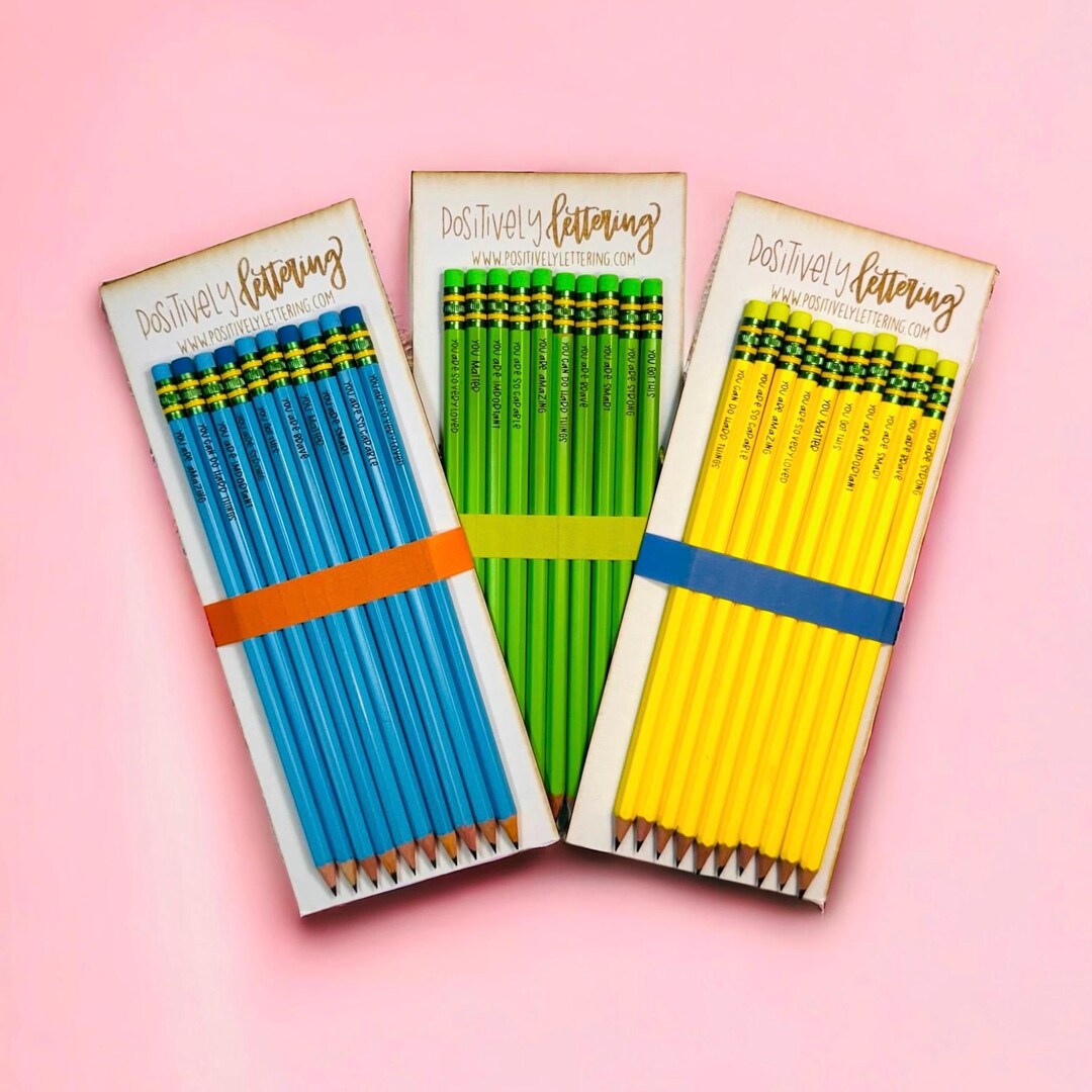 Single Color Inspirational Kids Pencils Set of 10, First Day of School ...