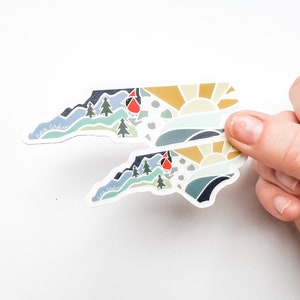 North Carolina State Sticker, Illustrated State of North Carolina Decal ...