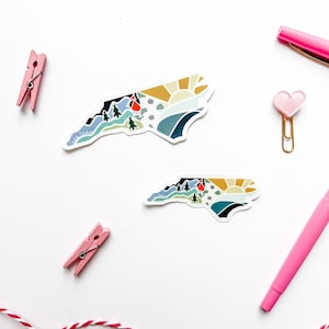 North Carolina State Sticker, Illustrated State of North Carolina Decal ...