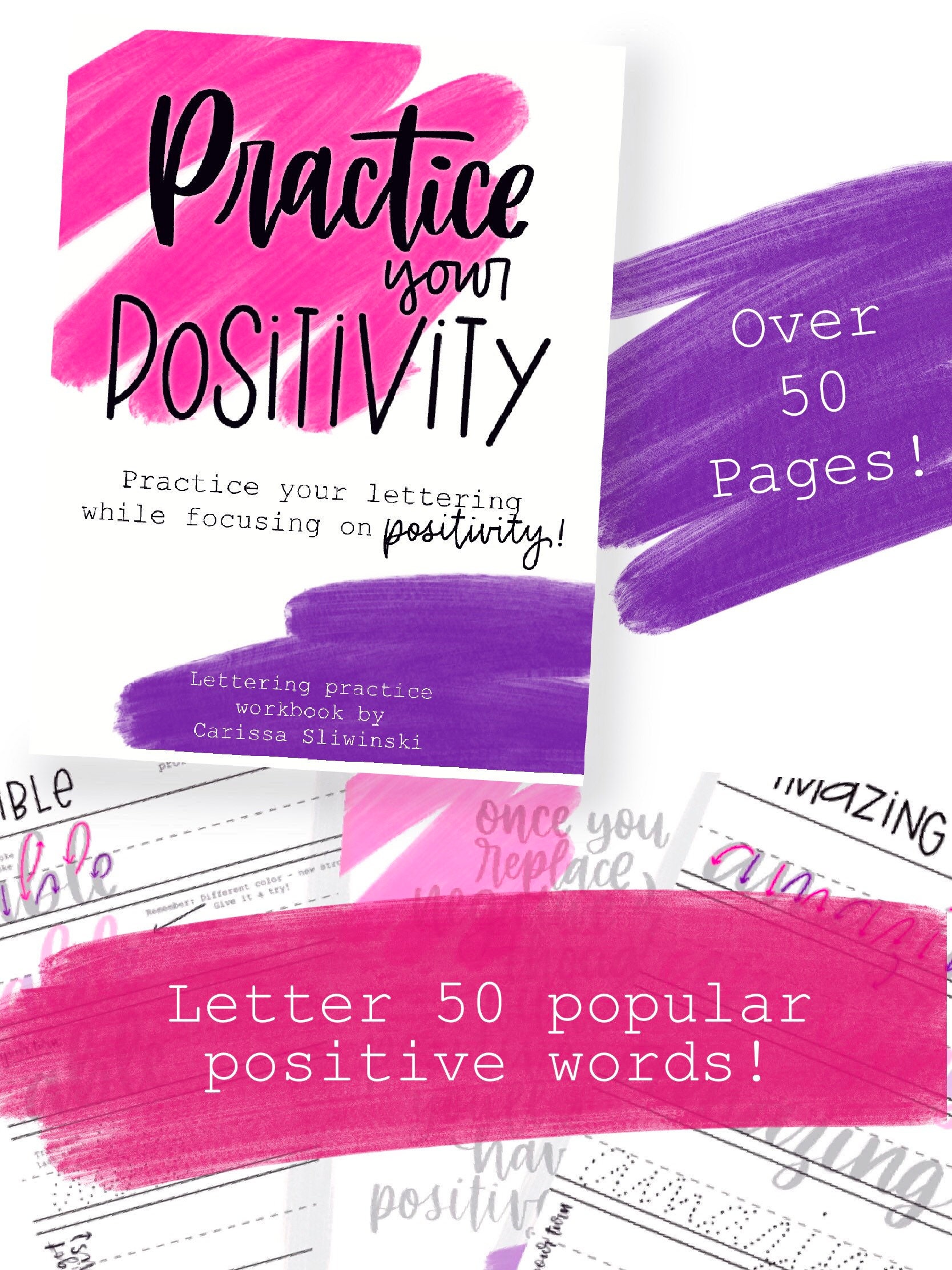 Learn to Letter Lettering Worksheets Positive Words | Etsy