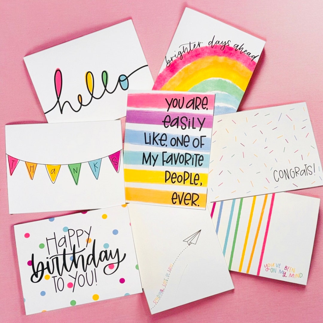 All Occasion Card Set of 8, Whimsical Greeting Cards Pack, Brighter ...