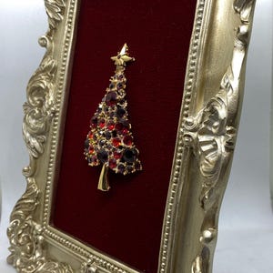 Miniature Framed Jewelry Art Jeweled Christmas Tree in Decorative ...