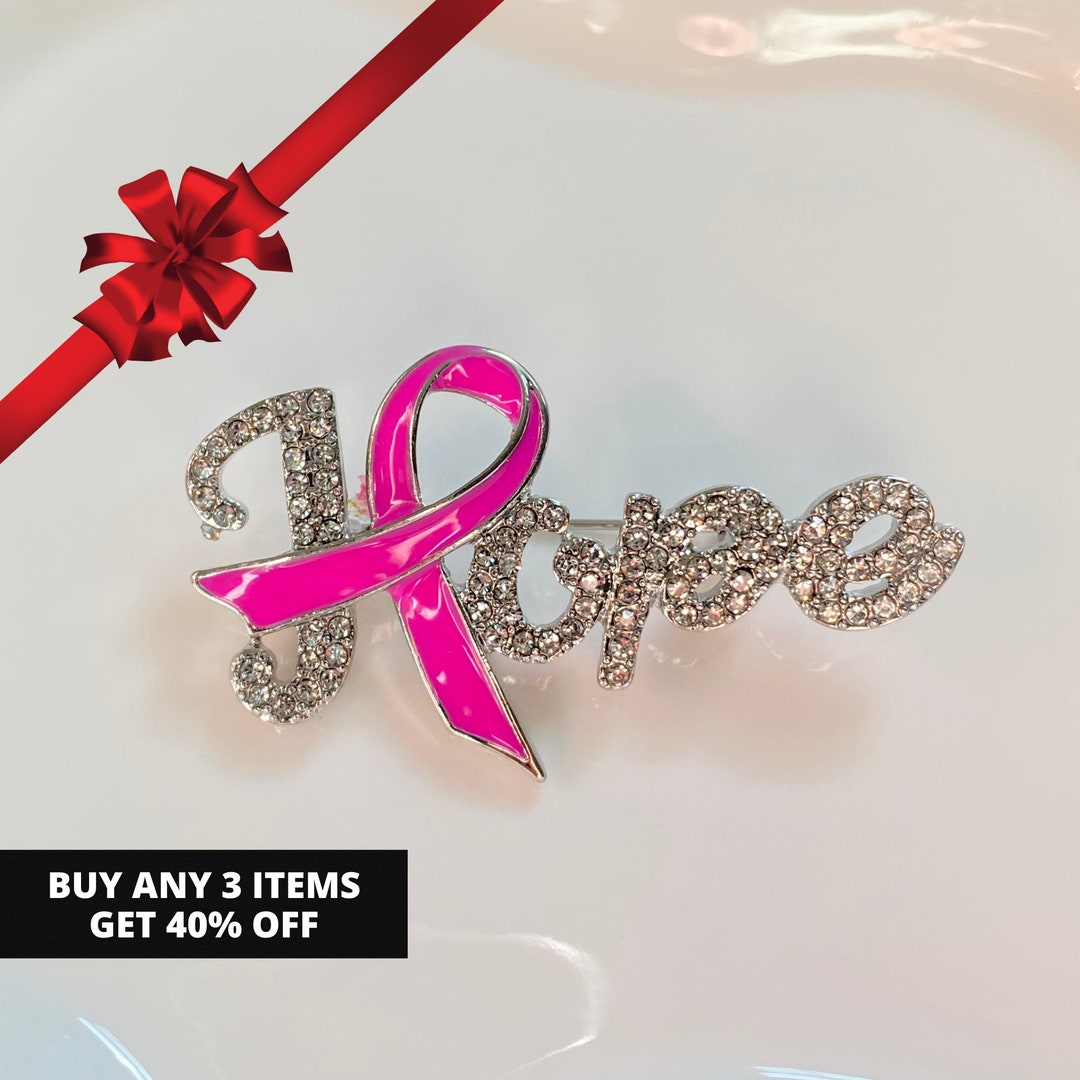 Pink Ribbon Brooch, HOPE Brooch, Breast Cancer Brooch, Awareness Brooch ...