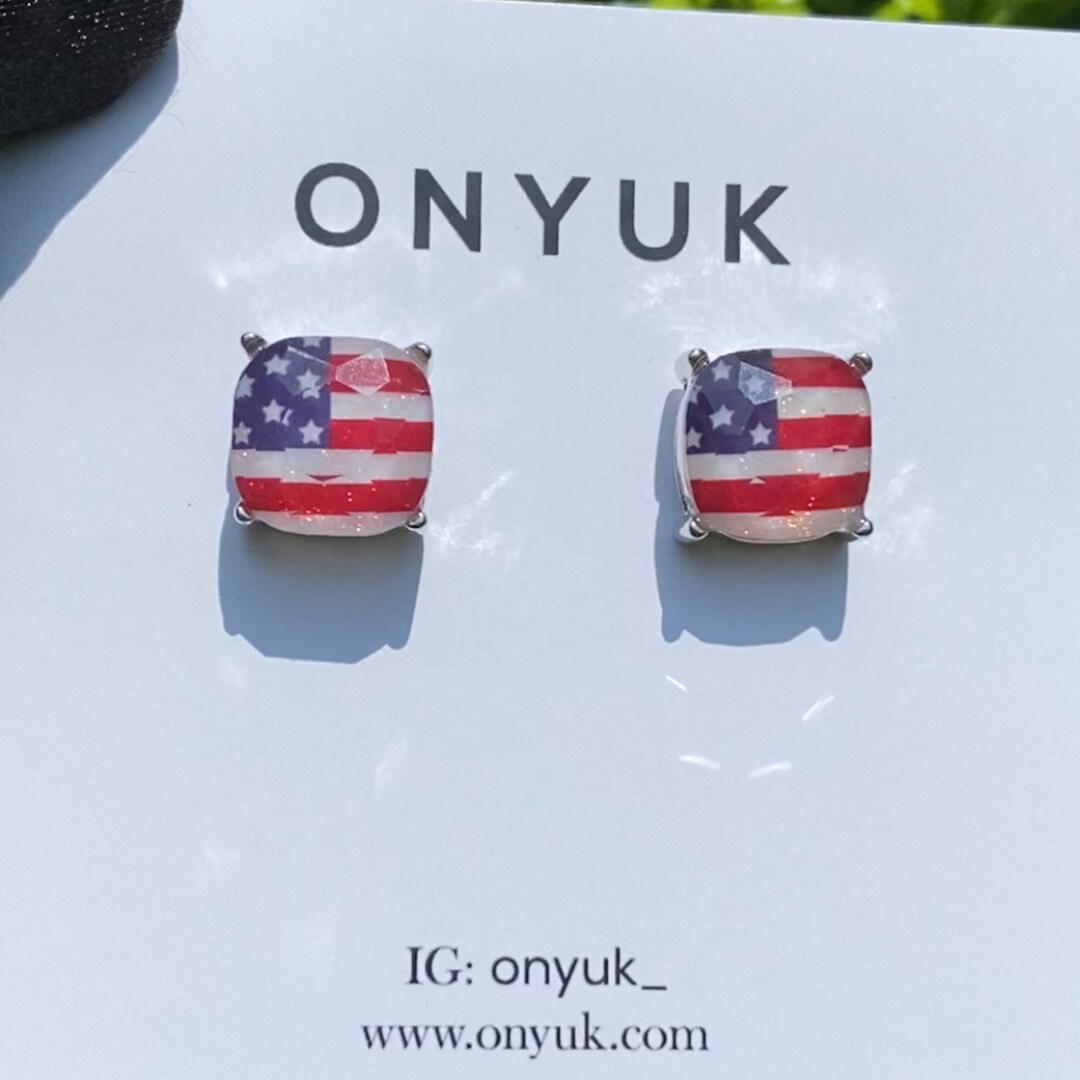 USA Flag Stud Earrings, American Flag Earrings, Patriotic Earrings ...