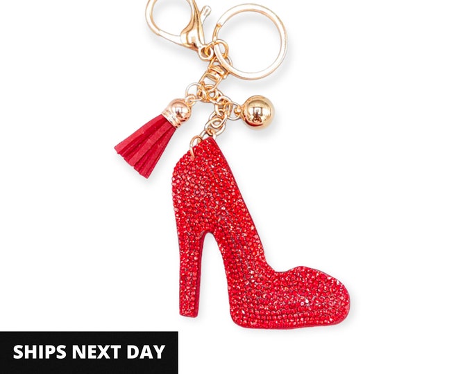 Stiletto Heel Key Chain Bling High Heel Keychain Red Heel - Etsy