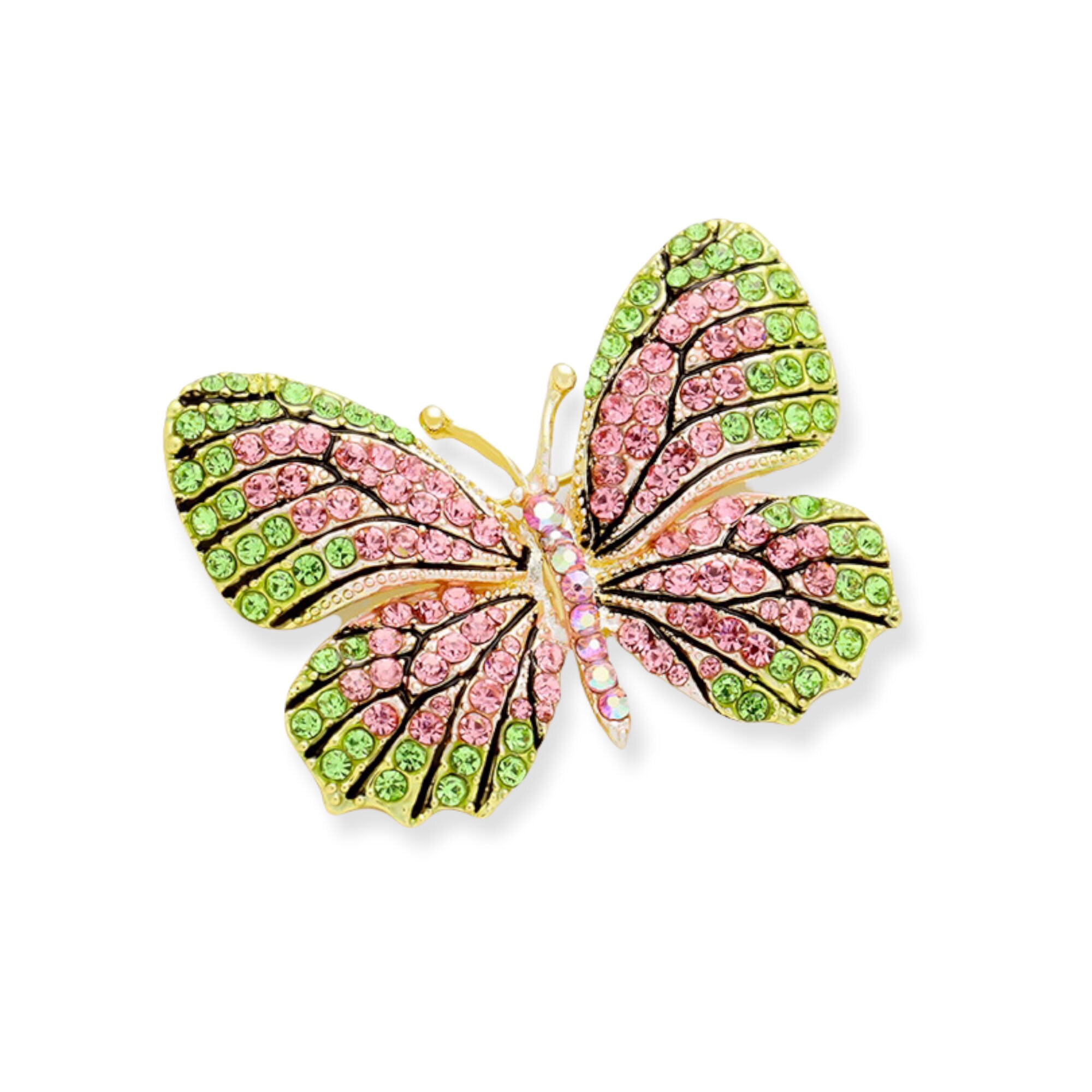 AKA Brooch Pink and Green Butterfly Brooch Crystal Butterfly - Etsy