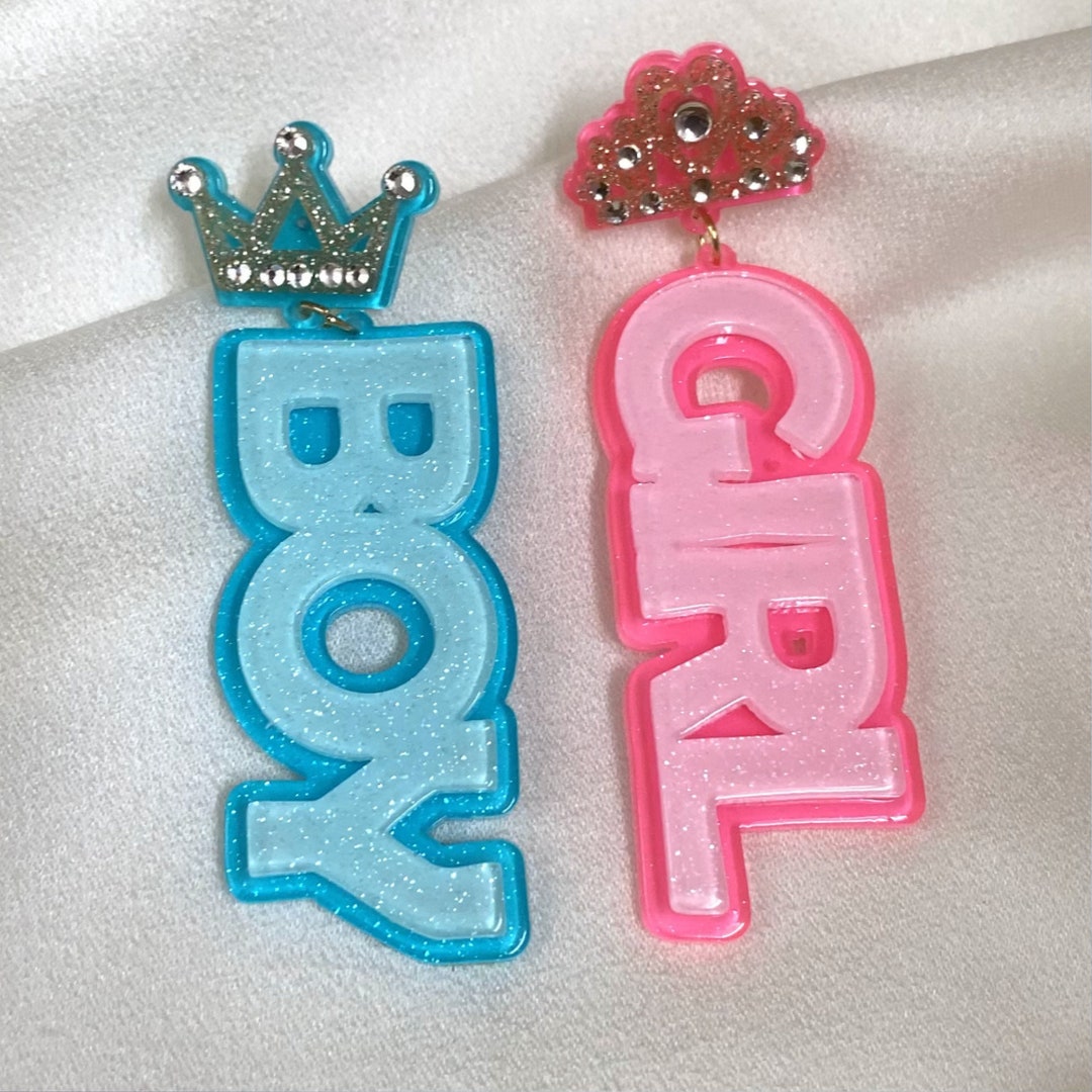 Gender Reveal Earrings, Baby Shower Earrings, Baby Foot Earrings ...