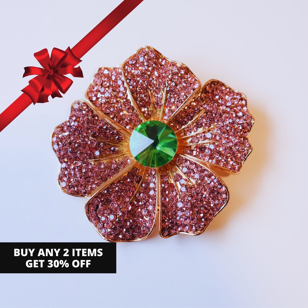 AKA Brooch, Pink and Green Crystal Brooch, Sorority Brooch, Gift for ...