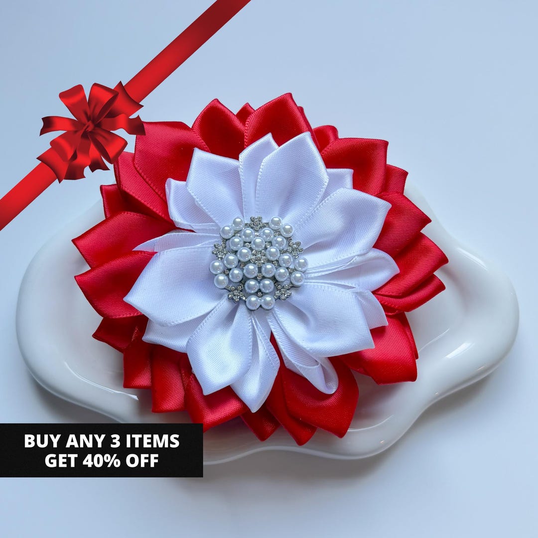 Delta Sigma Theta Floral Brooch, Red and White Flower Pin, Gift for Her ...